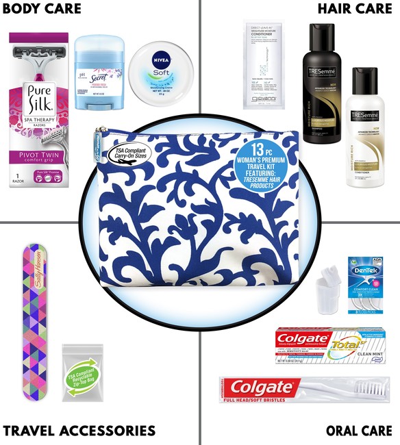 Convenience Kits 13pc Tresemme Women’s Travel Kit in Premium Clutch Bag ...